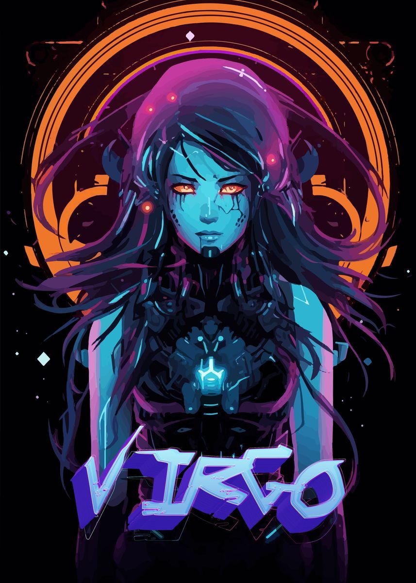 'Cyberpunk Zodiac Virgo' Poster, picture, metal print, paint by Stefan ...