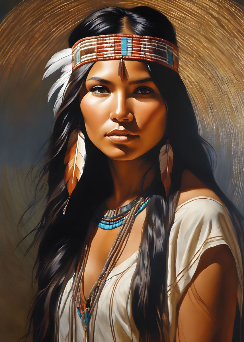'native american girl' Poster, picture, metal print, paint by Zeeshan ...