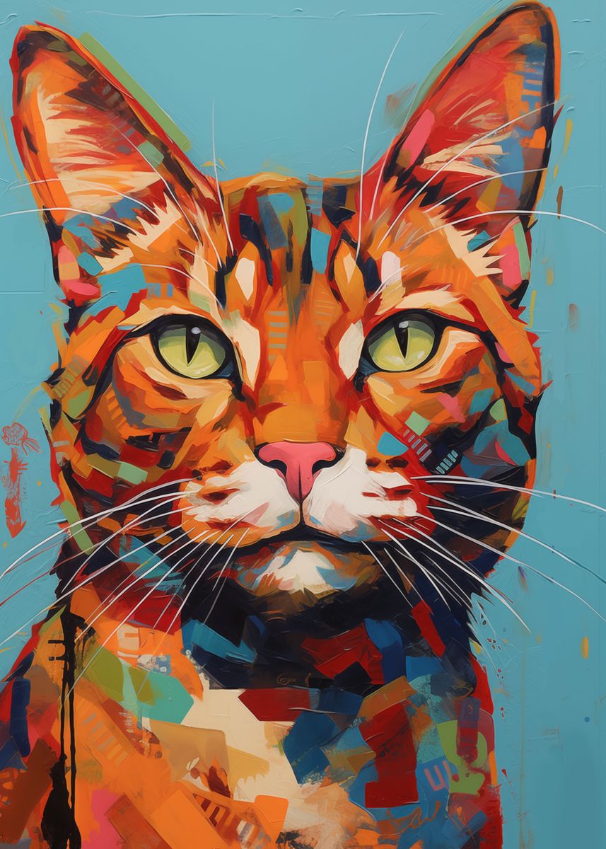 'Orange cat Pop Art' Poster, picture, metal print, paint by Sazui ...
