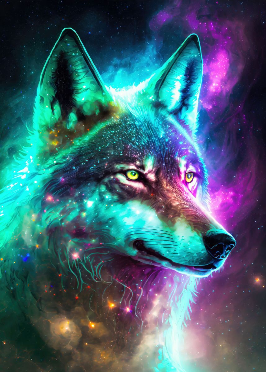 'Mystical Nebula Wolf' Poster, picture, metal print, paint by Florian ...