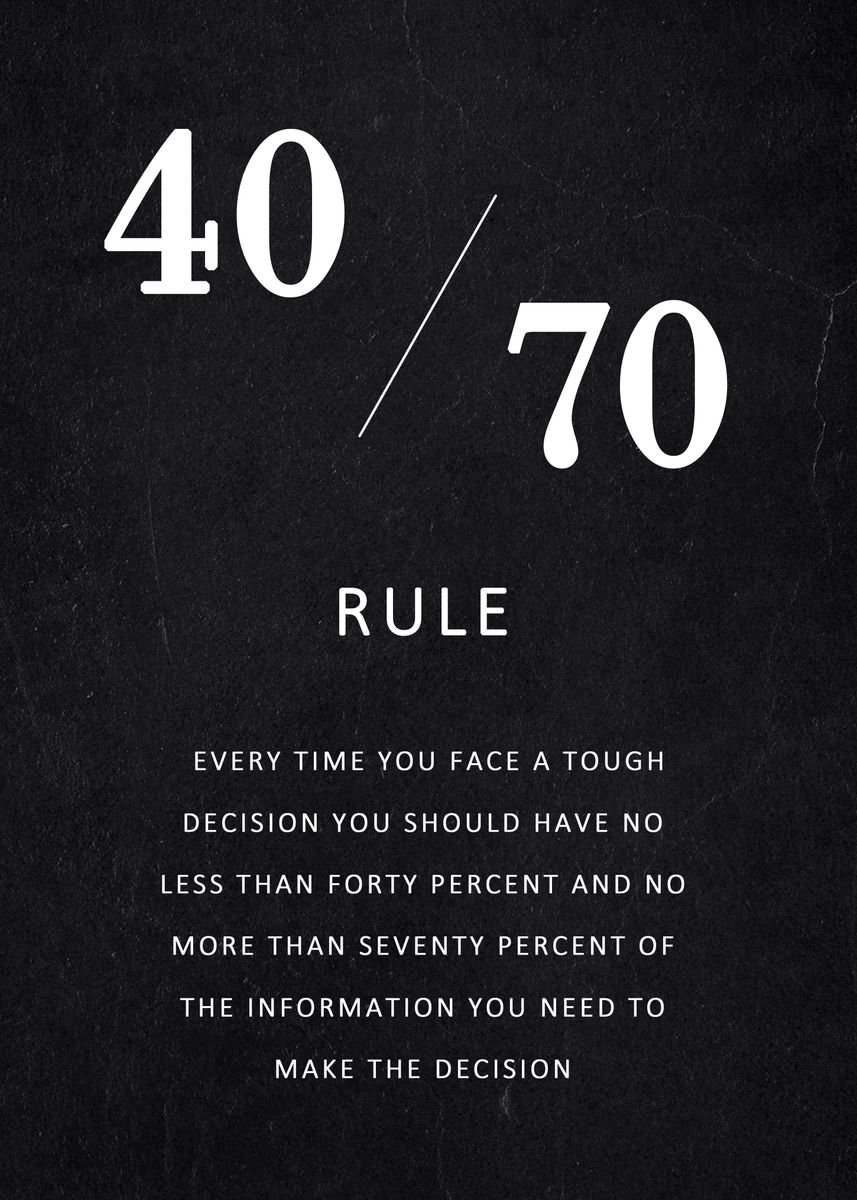 '40 70 rule' Poster, picture, metal print, paint by Definition Space ...