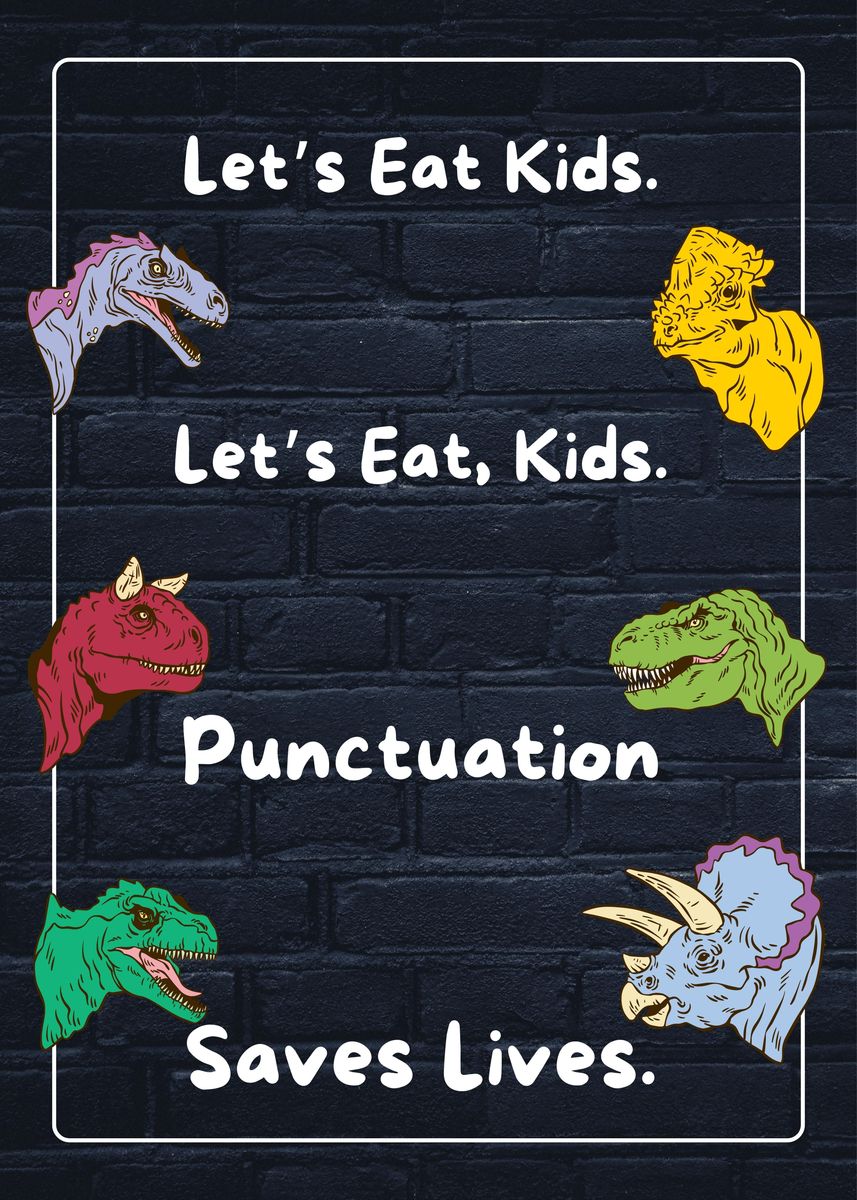 'Dinosaur Grammar Teacher' Poster, picture, metal print, paint by ...