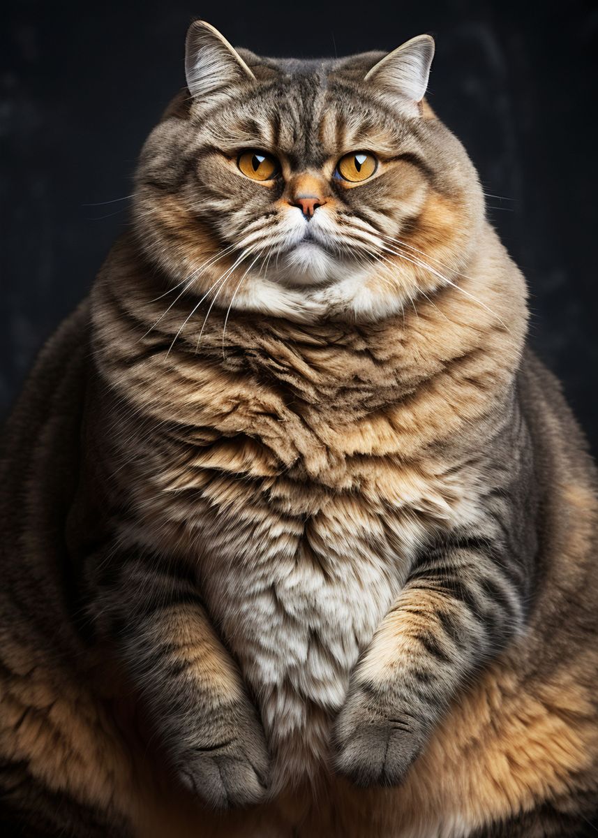 'Fat Cat' Poster, picture, metal print, paint by P U F F Y | Displate