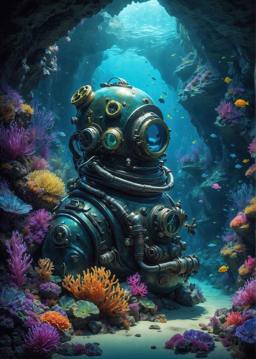 'Sunken Suba Diver' Poster, picture, metal print, paint by LP Design ...