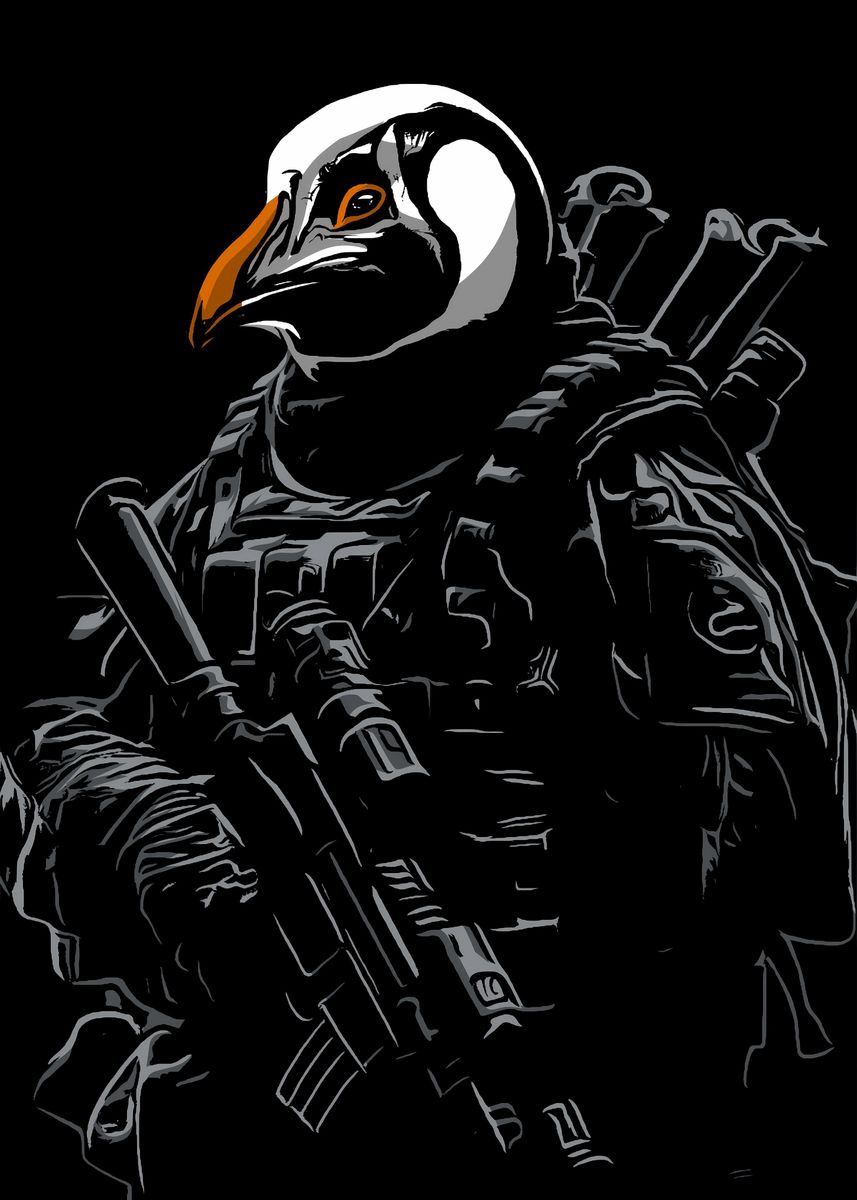 'Penguin the Soldier' Poster, picture, metal print, paint by The ...