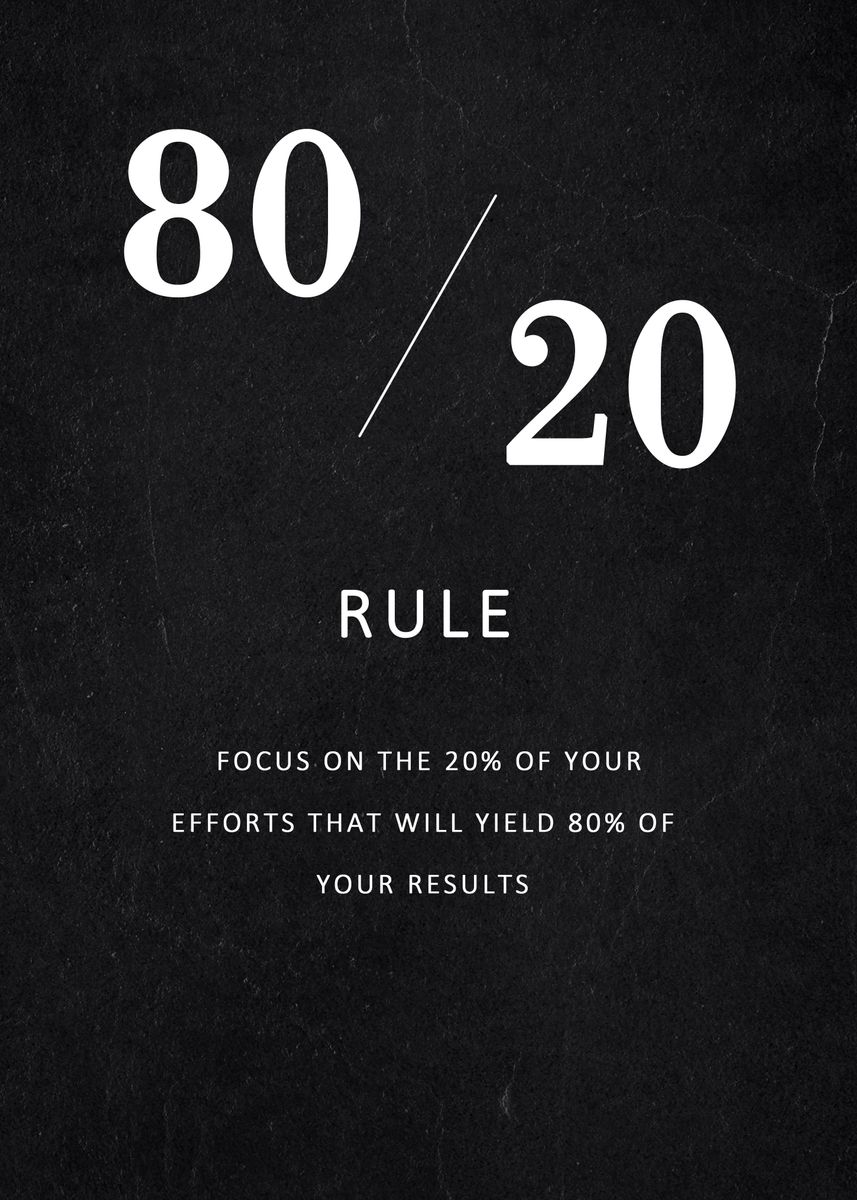 '80 20 rule' Poster, picture, metal print, paint by Definition Space ...