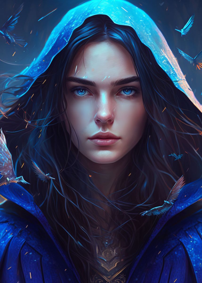 'Beautiful Lady in Blue' Poster, picture, metal print, paint by Walt17 ...