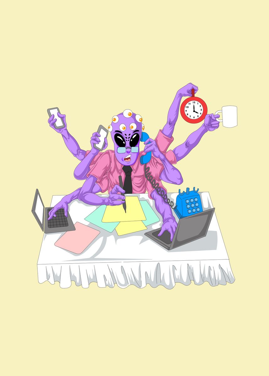 'alien worker' Poster, picture, metal print, paint by Yacoub Al | Displate