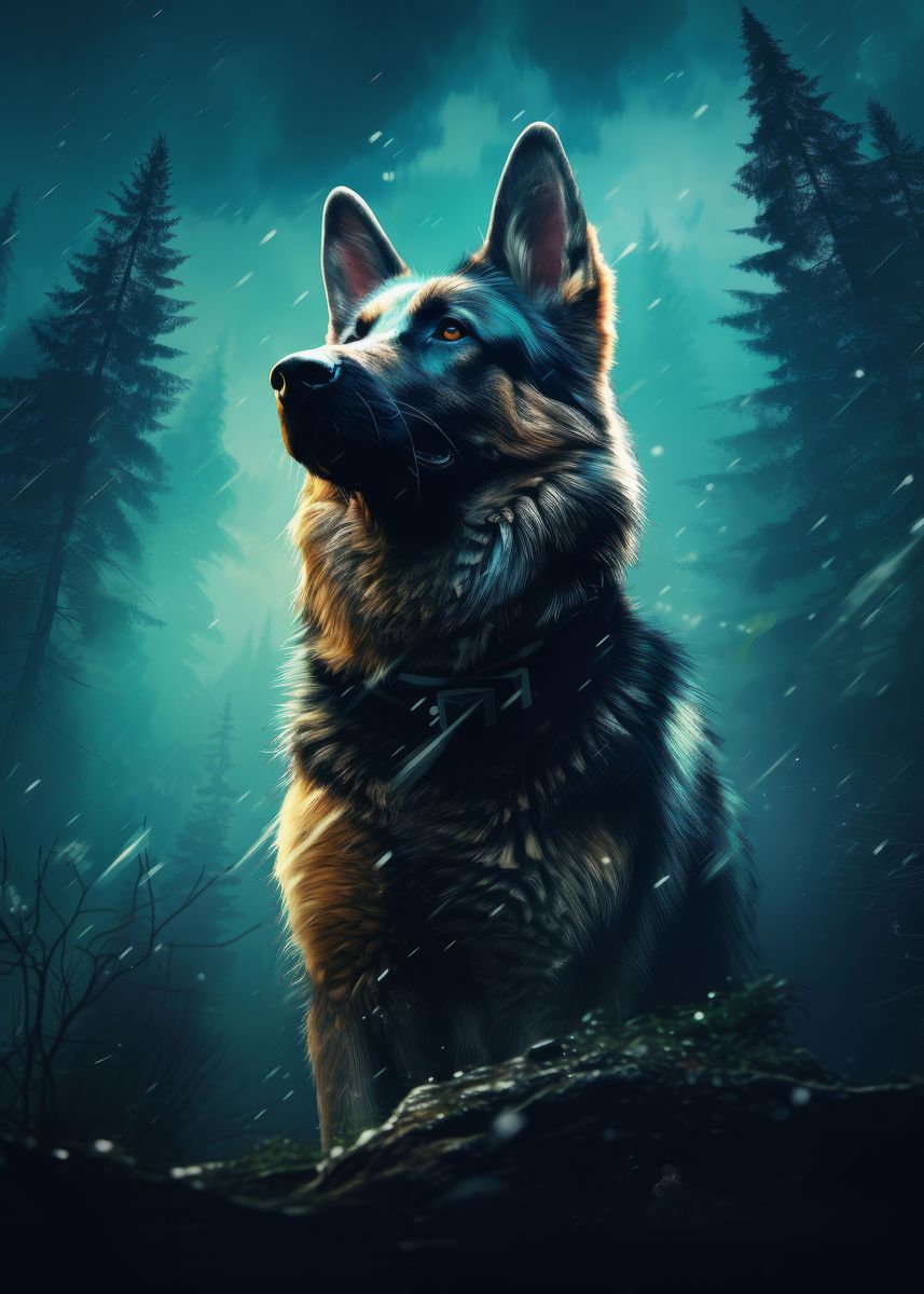 'German Shepherd Dog' Poster, picture, metal print, paint by Alisson ...