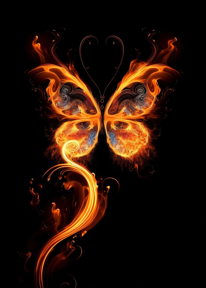 'Fire Butterfly' Poster, picture, metal print, paint by Cybronauts ...