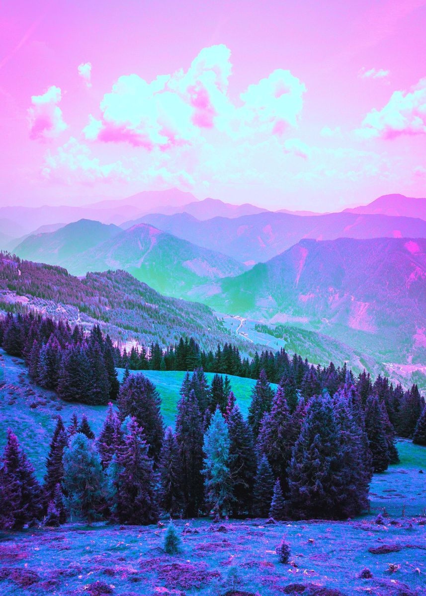 'Blue Land' Poster, picture, metal print, paint by Braxxaz | Displate