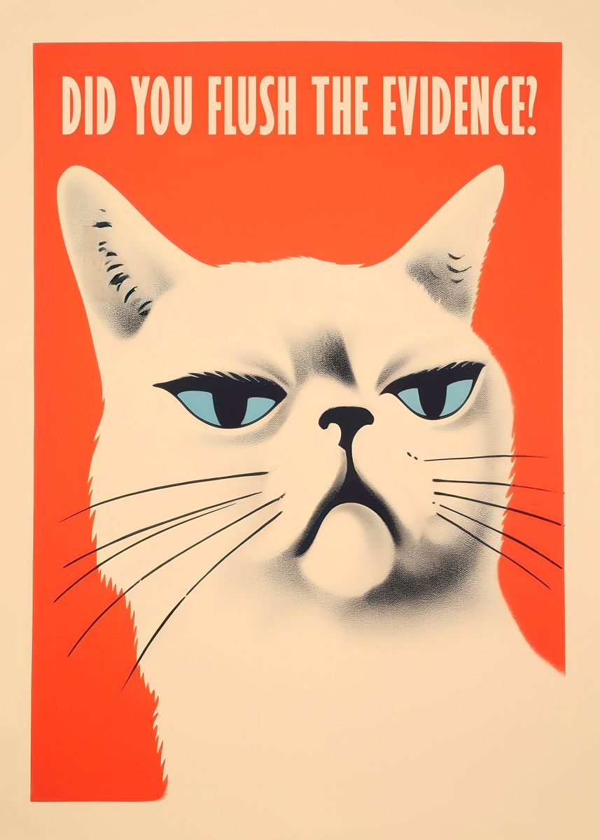 'Guilty Cat Glare' Poster, picture, metal print, paint by Designersen ...