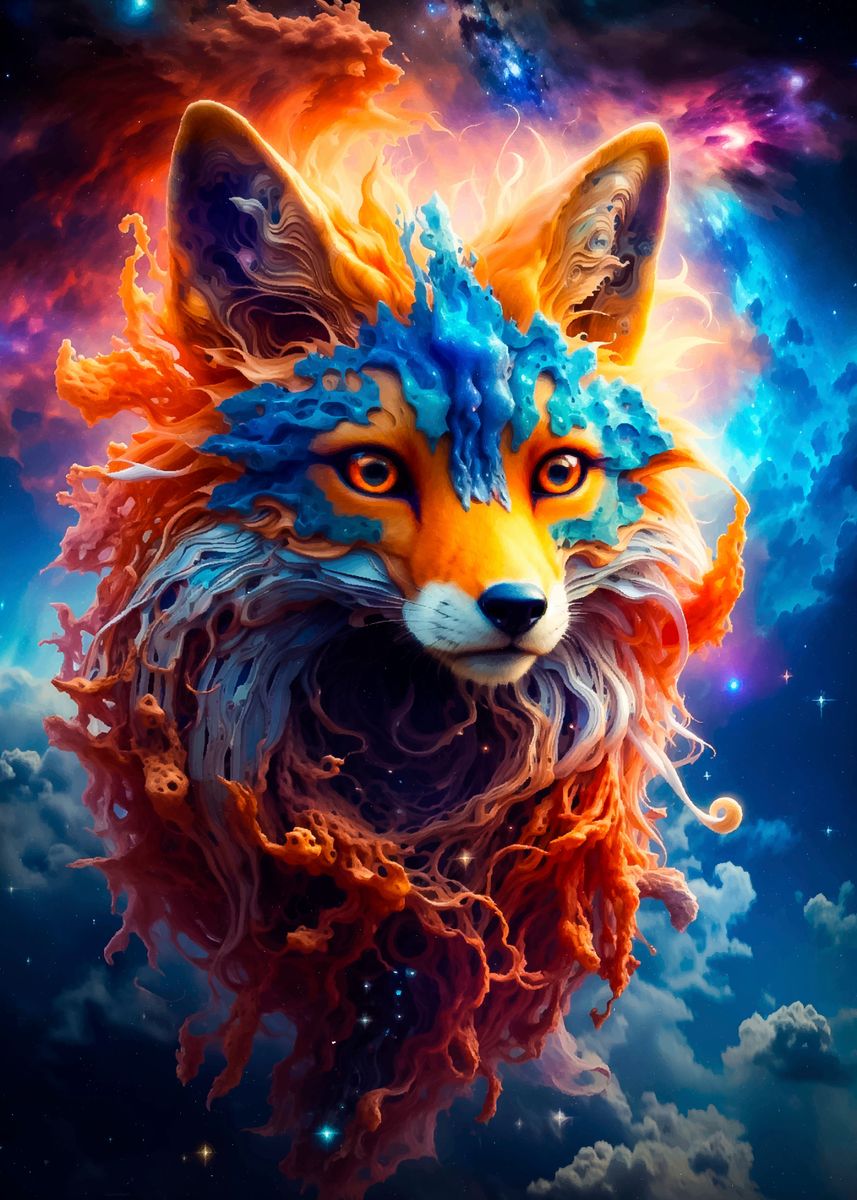 'Celestial Fox' Poster, picture, metal print, paint by James Garcia | Displate