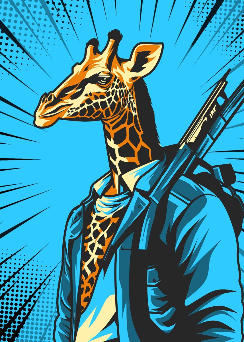 'Giraffe Soldier' Poster, picture, metal print, paint by The Miracle ...