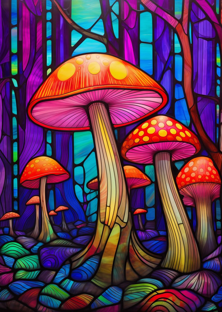 'Psilocybin mushroom poster' Poster, picture, metal print, paint by ...