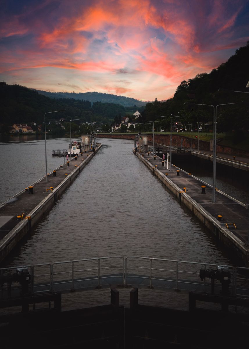 'Locks at Sunset Blaze' Poster, picture, metal print, paint by Hendrik ...