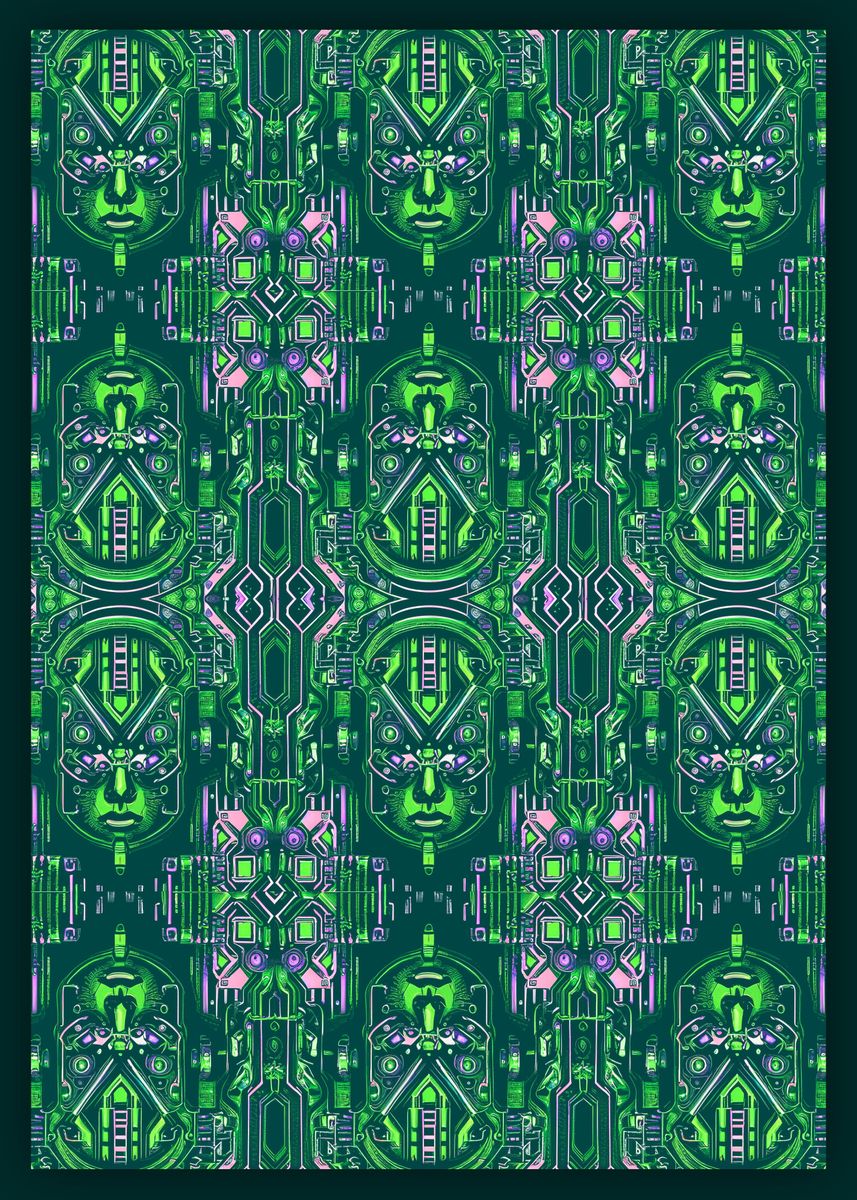 'Cyber Pattern No1' Poster, picture, metal print, paint by Toz Stencils ...