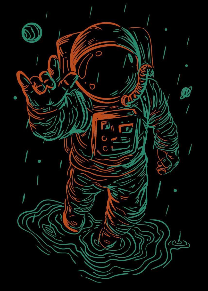 'Astronout' Poster, picture, metal print, paint by lisa fit | Displate