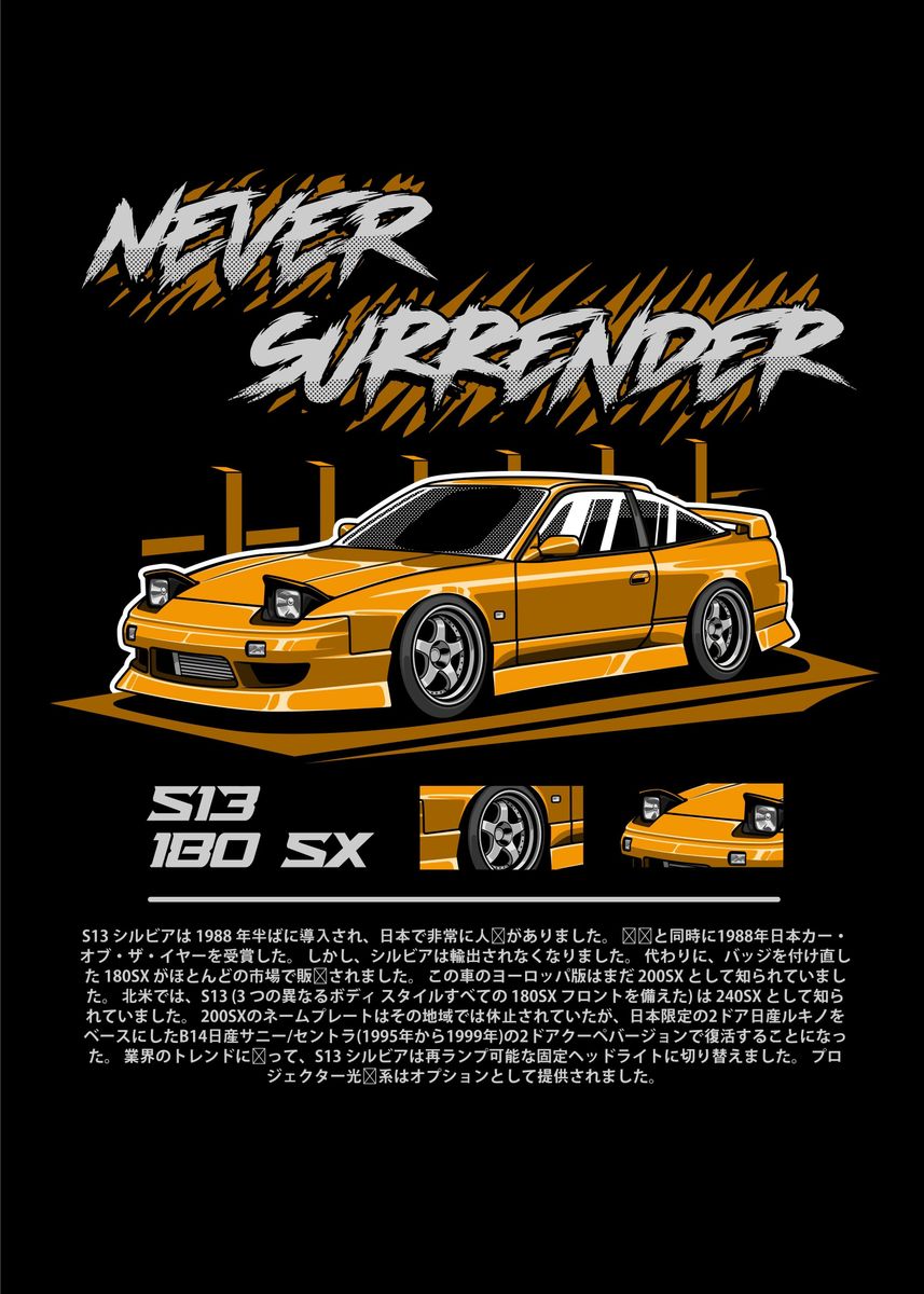 'Nissan Sylvia S13 180 SX' Poster, picture, metal print, paint by Heru ...