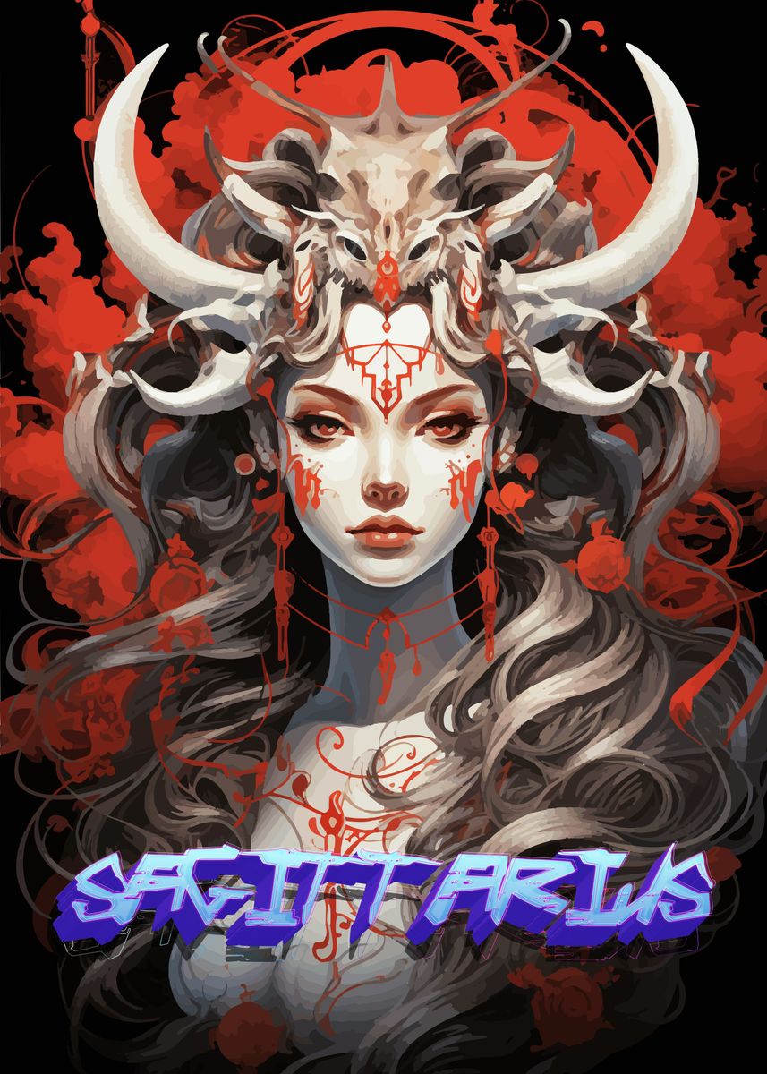 'Neon Zodiac Sagittarius' Poster, picture, metal print, paint by Stefan ...