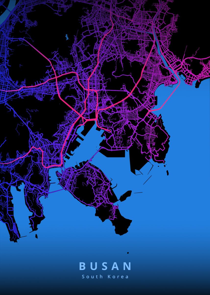 'Busan South Korea' Poster, picture, metal print, paint by Deeo | Displate
