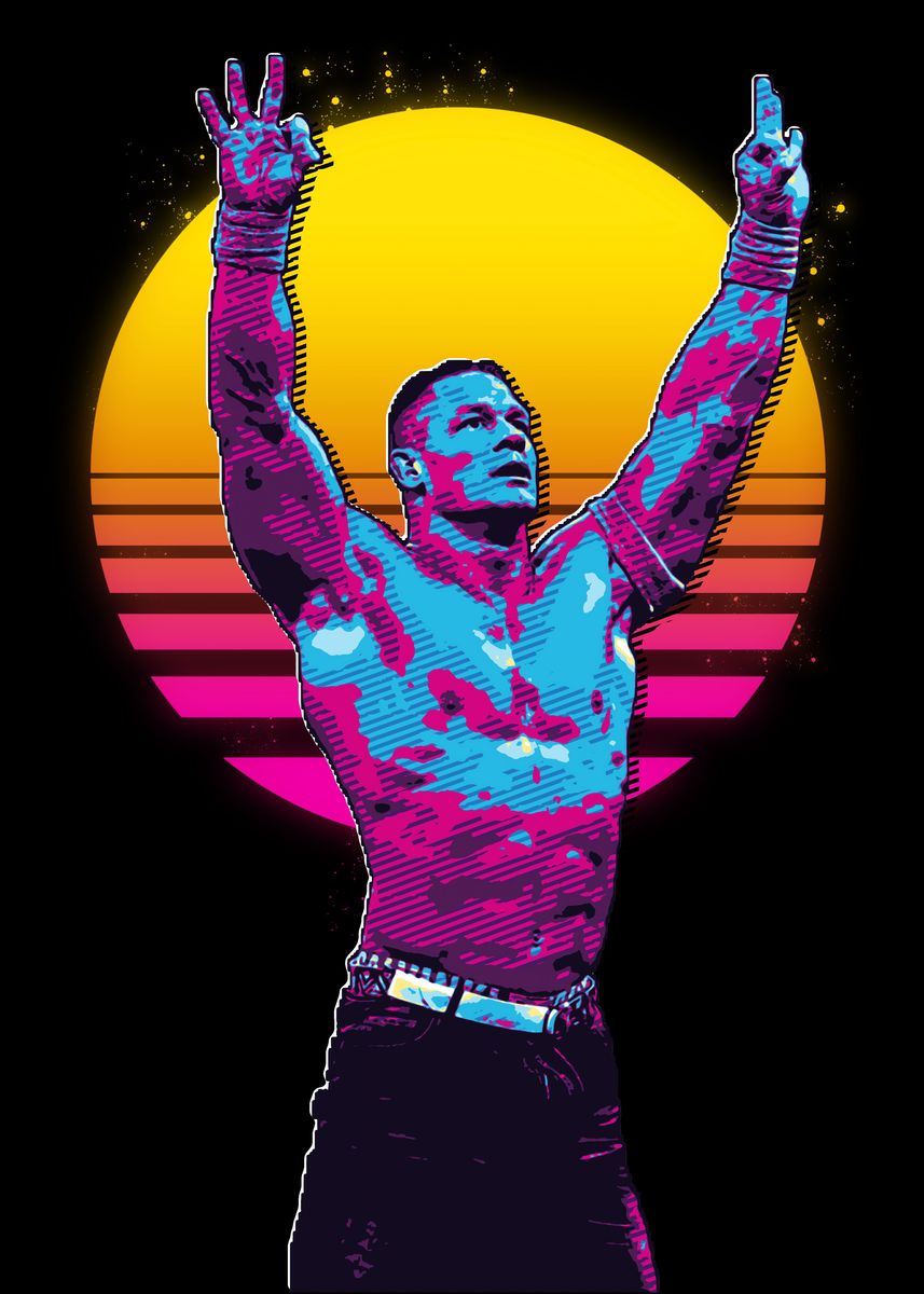'John Cena WWE Retro' Poster, picture, metal print, paint by Trisya Art ...