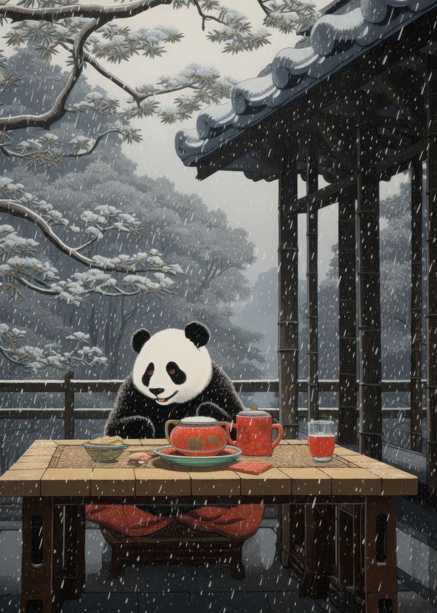 'Panda Japanese Painting' Poster, picture, metal print, paint by Mason ...