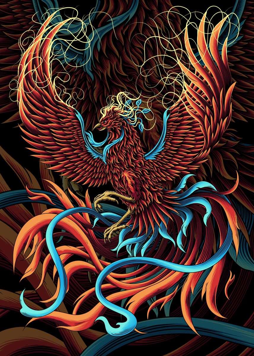 'the phoenix bird' Poster, picture, metal print, paint by Arfan Artd ...