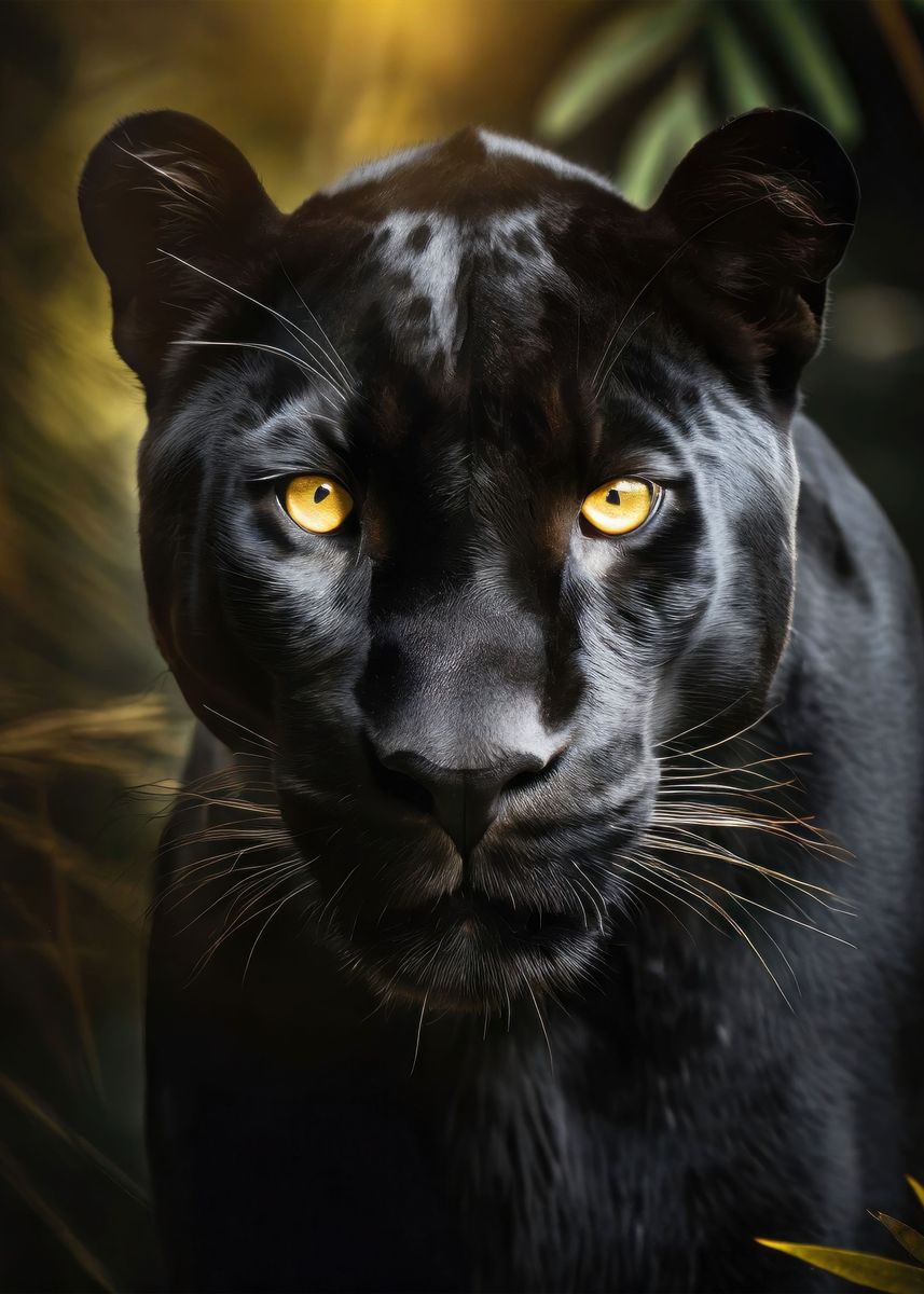 'Painted Panther Portrait' Poster, picture, metal print, paint by ...