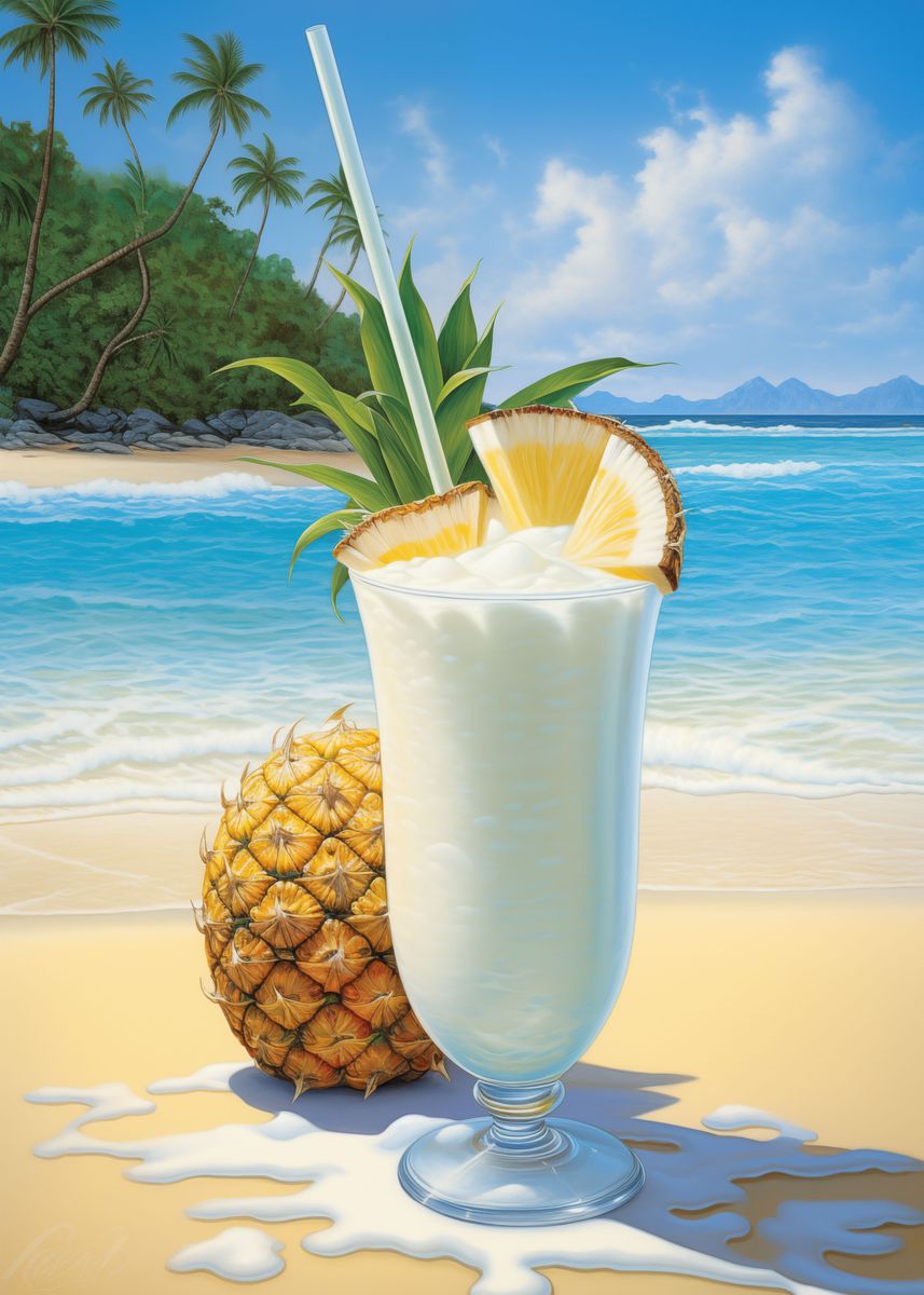 'Pina Colada Cocktail' Poster, picture, metal print, paint by Art ...