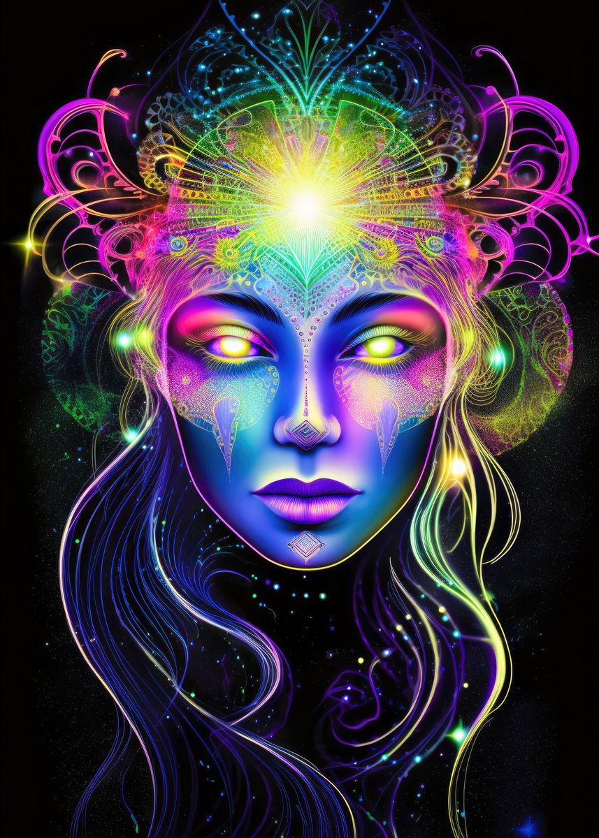 'Psychedelic Trance Woman 3' Poster, picture, metal print, paint by ...