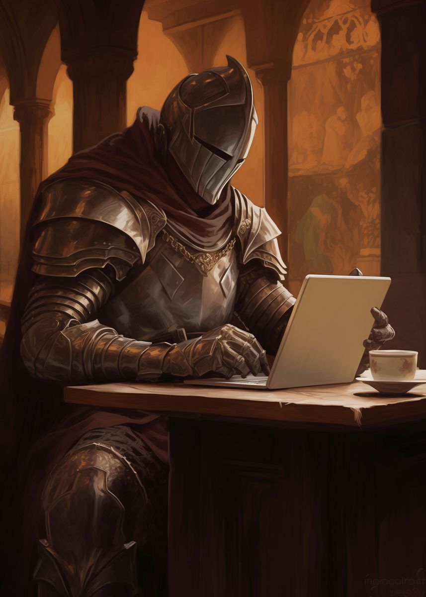 'Medieval Coffee Wifi' Poster, picture, metal print, paint by Elysian ...