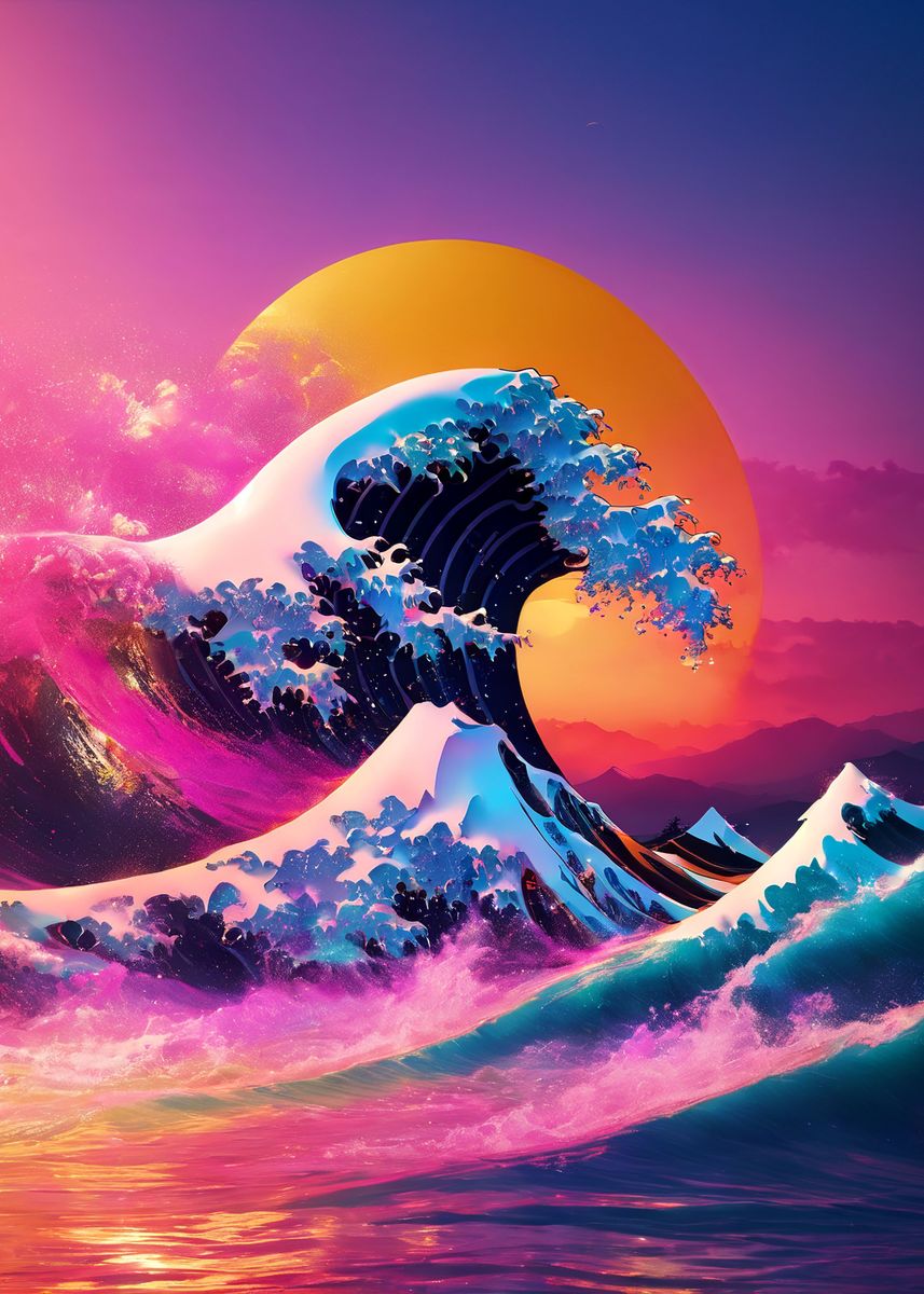 'Greatest wave' Poster, picture, metal print, paint by Masdarata ...