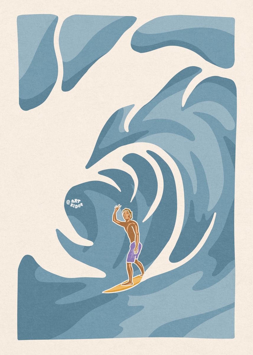 'Big wave tahiti' Poster, picture, metal print, paint by Franck Dagrau ...