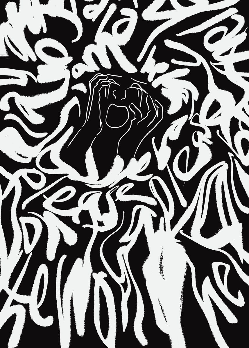 'Help Me' Poster, picture, metal print, paint by Aishah Othman | Displate