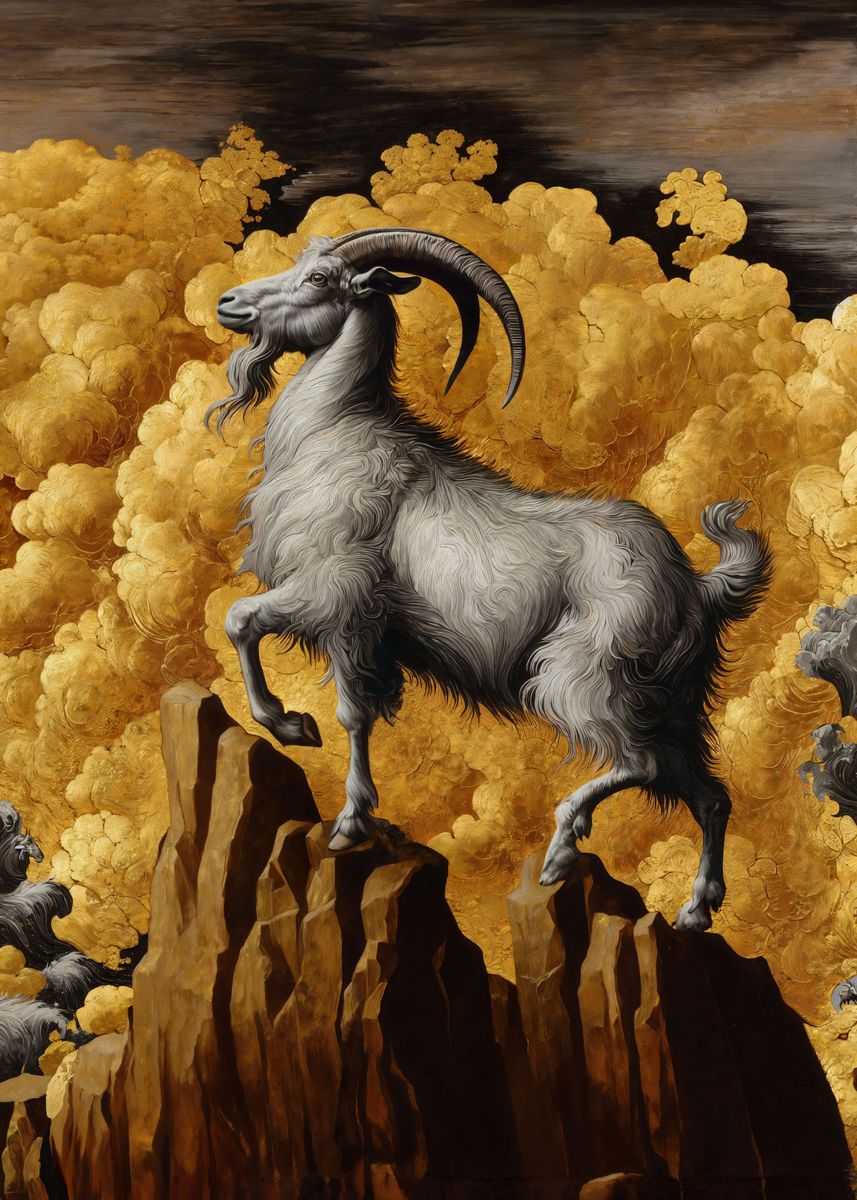 'Gold x Goat ' Poster, picture, metal print, paint by uglypinkmachine ...