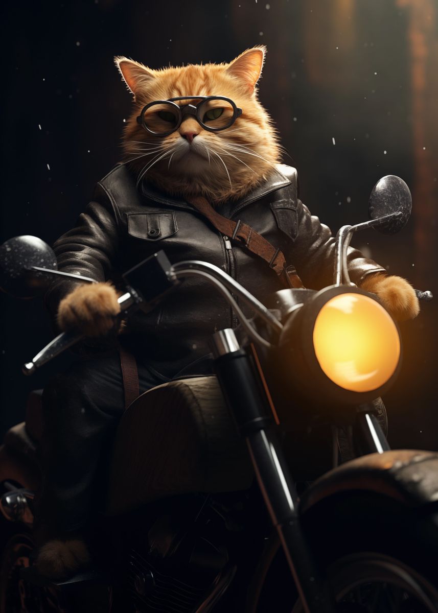 'Tabby Cat Motorcycle Gang' Poster, picture, metal print, paint by ...