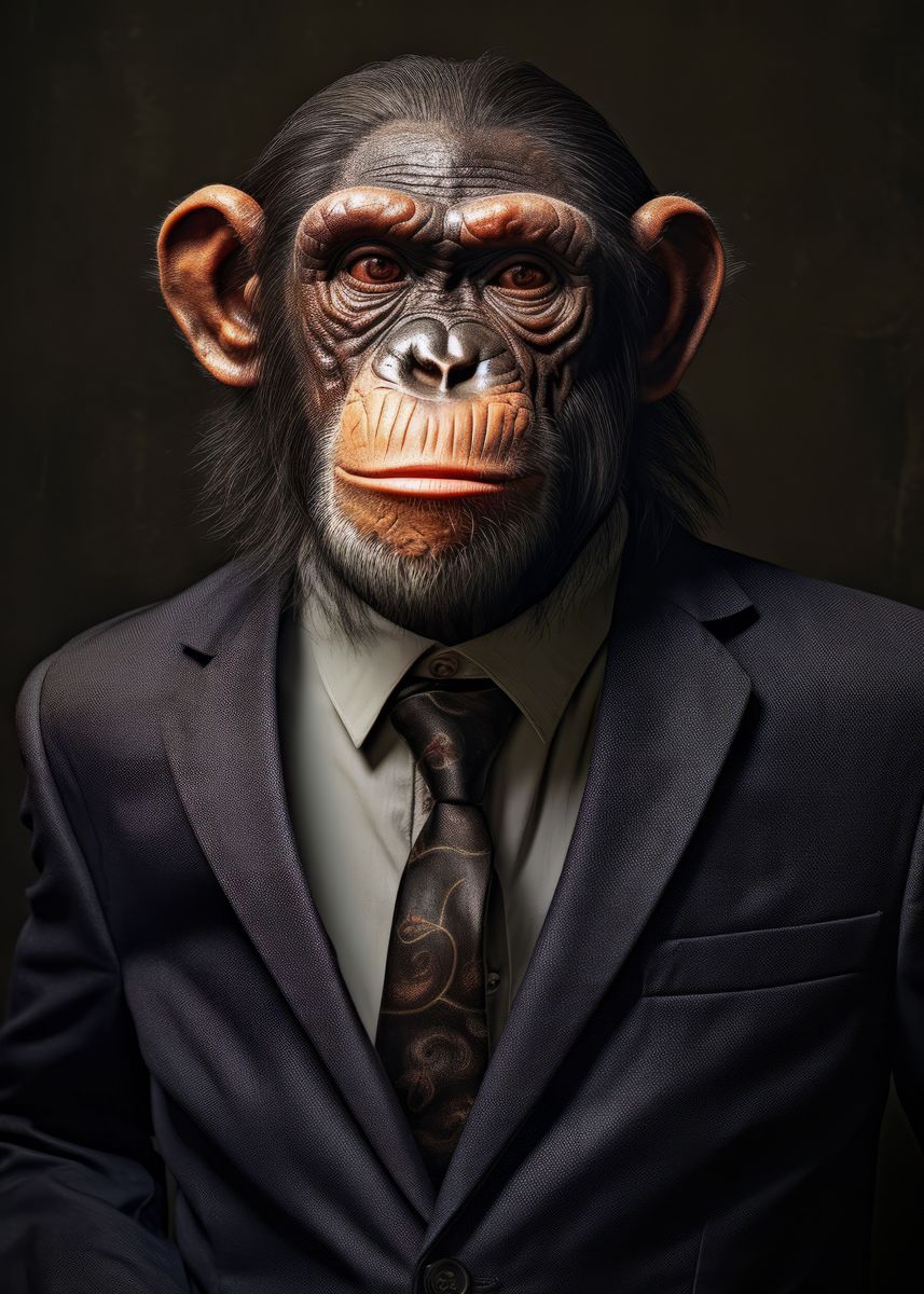 'Monkey Ape' Poster, picture, metal print, paint by Alisson | Displate