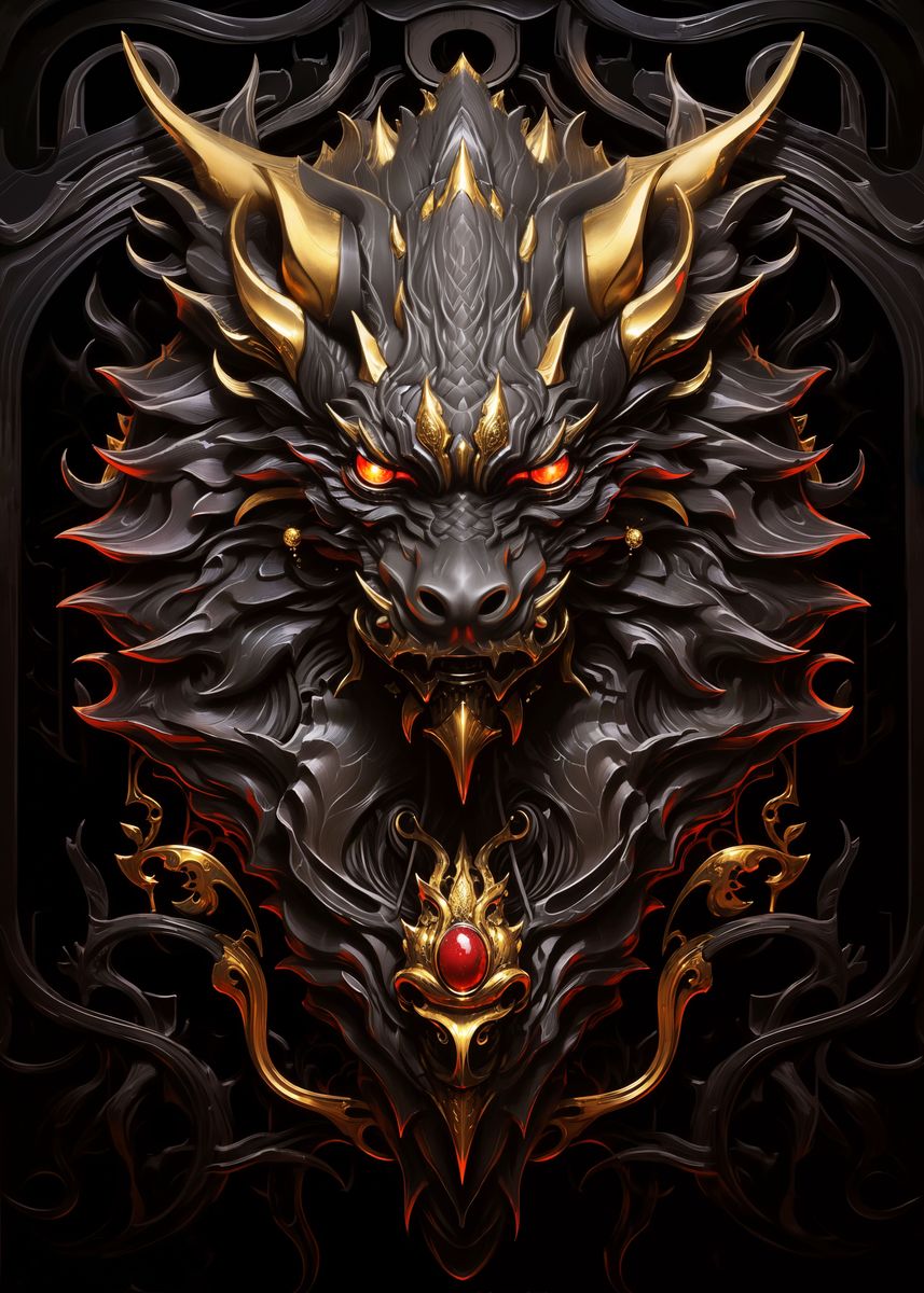 'The Golden Dragon Zodiac' Poster, picture, metal print, paint by Luong ...