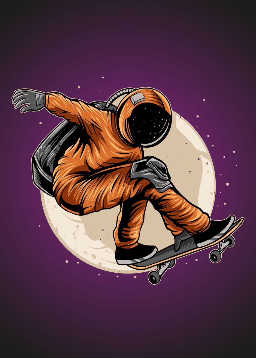 'Space Skate' Poster, picture, metal print, paint by Deni Firkins ...