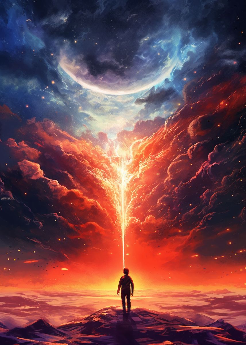 'Sky Splitting Half' Poster, picture, metal print, paint by Cybronauts ...