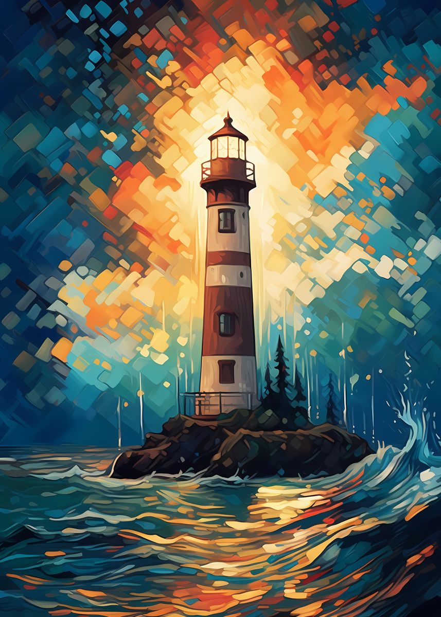 'Lighthouse poster' Poster, picture, metal print, paint by Hiroko ART ...