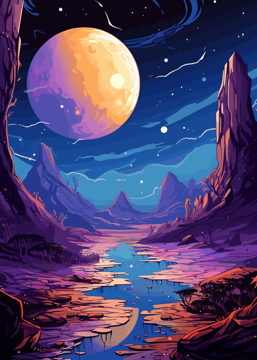 'Outer Space Cartoon' Poster, picture, metal print, paint by Qreative ...