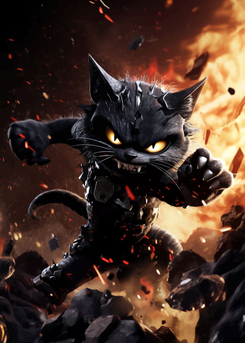 'Angry Cat' Poster, picture, metal print, paint by Anhanh Store | Displate