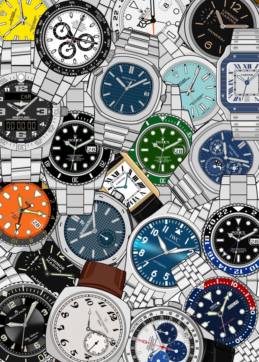 'Random Luxury Watches' Poster, picture, metal print, paint by ...