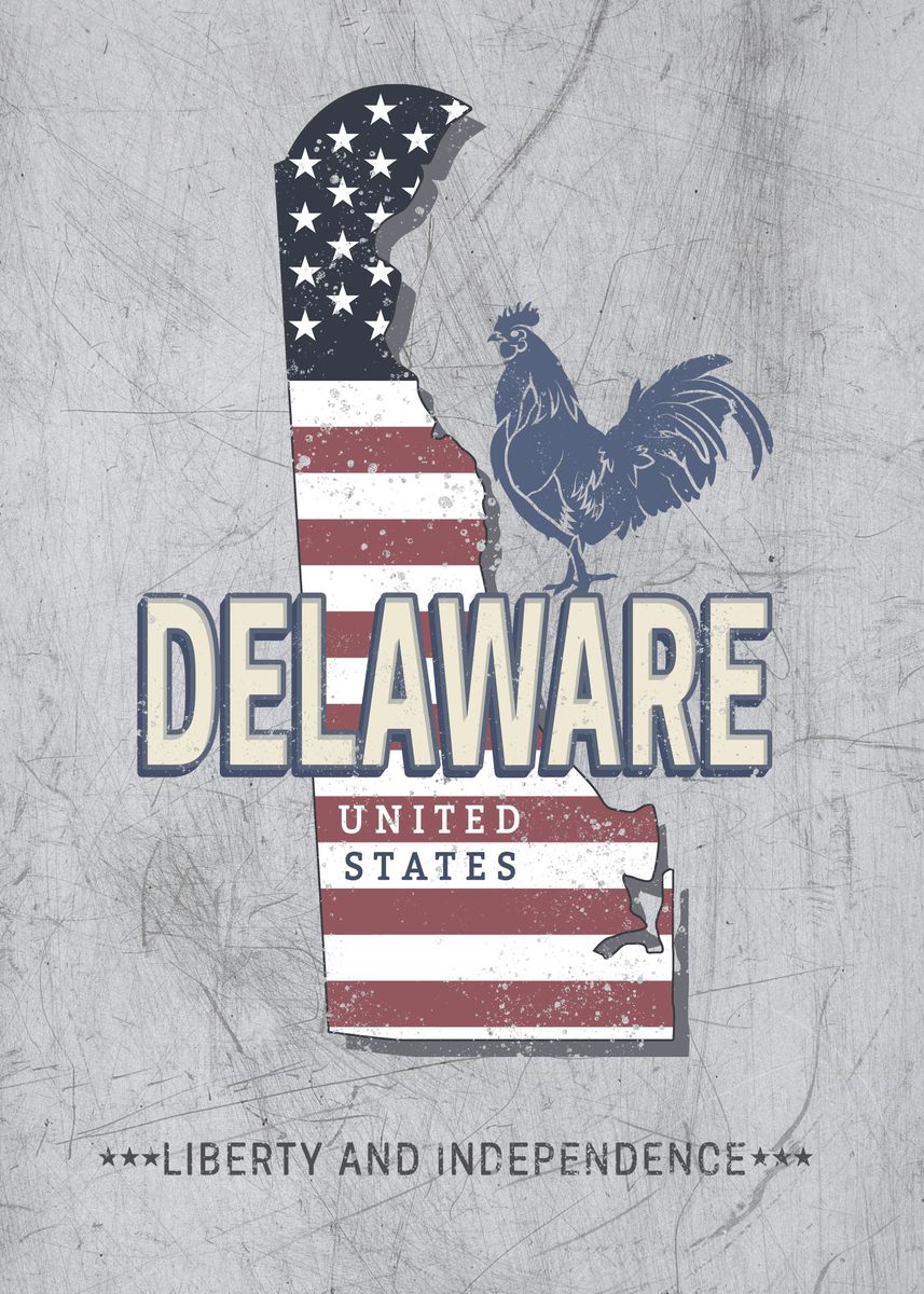 'Delaware Map United States' Poster, picture, metal print, paint by ...