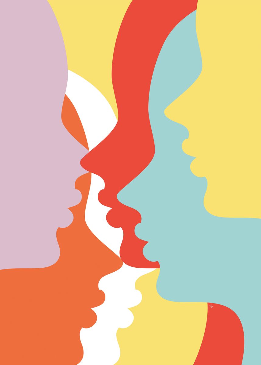 'Modern graphic faces' Poster, picture, metal print, paint by Martina ...