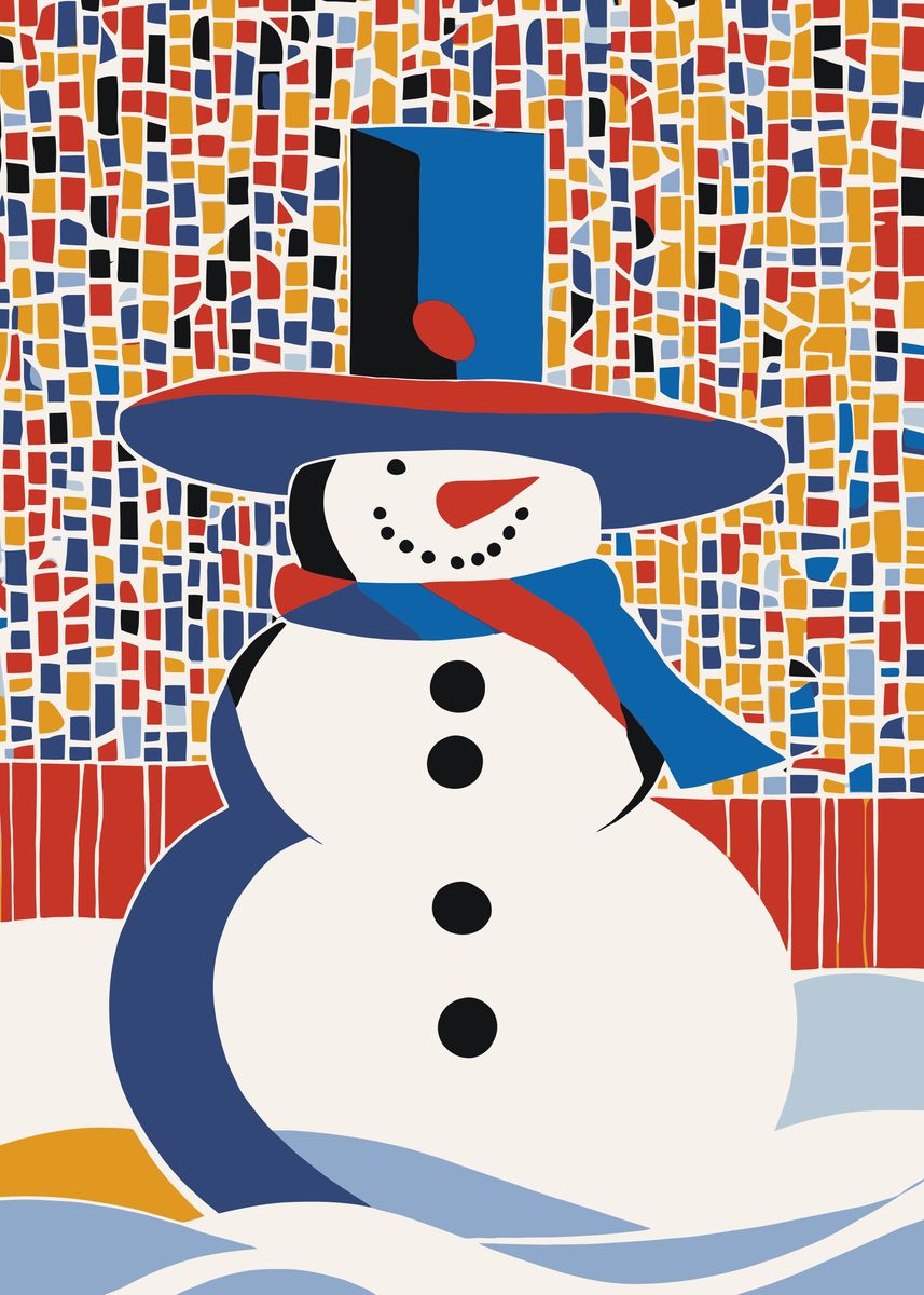'Cute Snowman' Poster, picture, metal print, paint by HyggeStudio ...