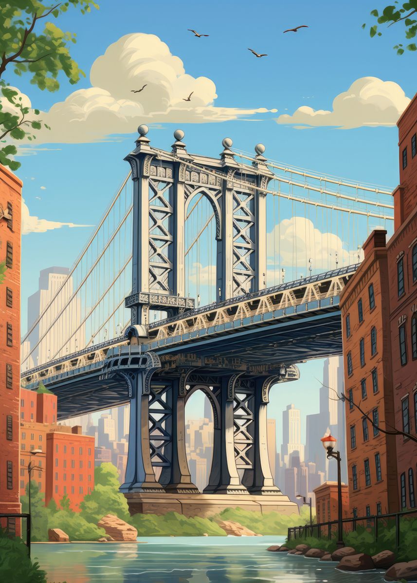 'Brooklyn Bridge' Poster, picture, metal print, paint by Shaon Khalid ...