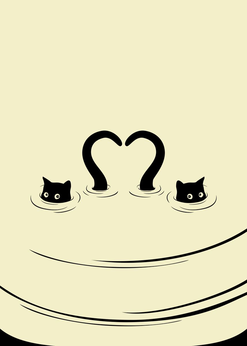 'Cats Falling in Love' Poster, picture, metal print, paint by ...